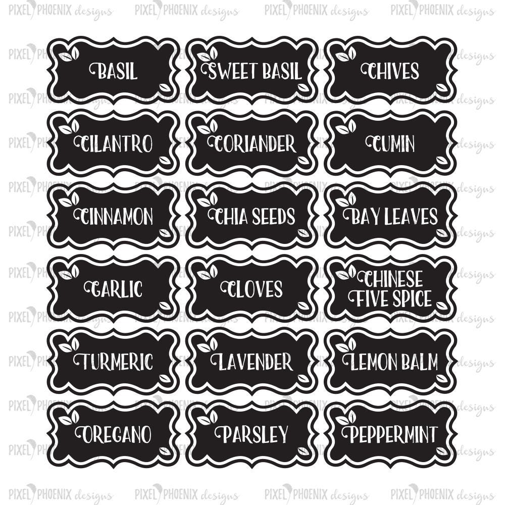 Spice Jar Labels SVG cut files kitchen vinyls herbs and | Etsy