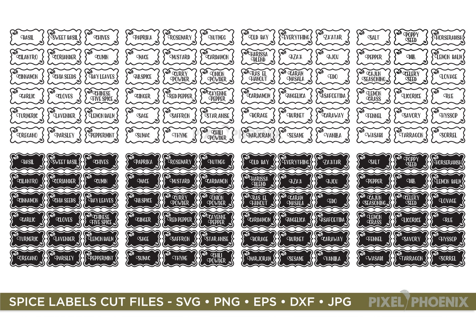 Spice Jar Labels SVG cut files kitchen vinyls herbs and | Etsy