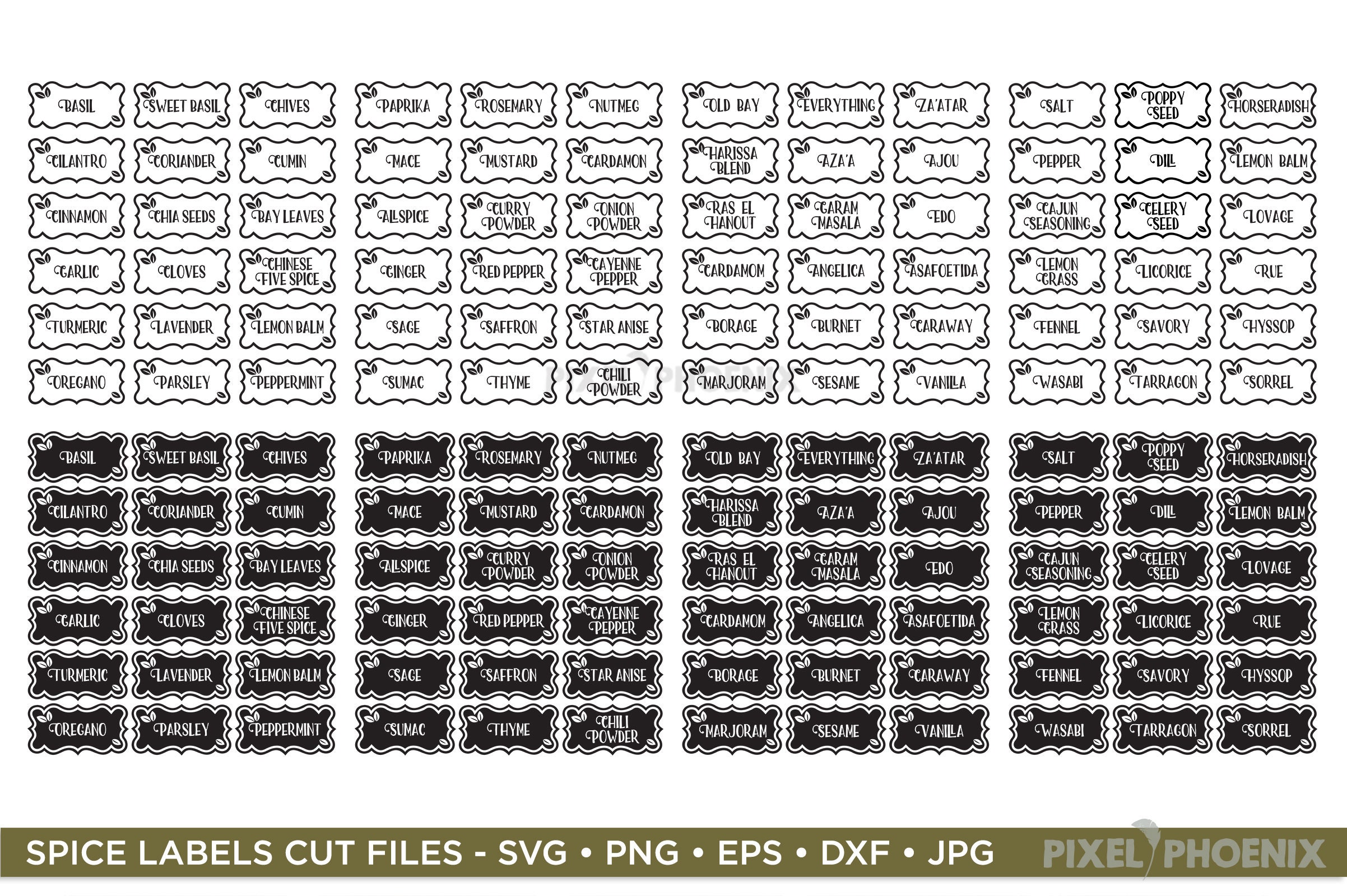 Spice Jar Labels SVG cut files kitchen vinyls herbs and | Etsy
