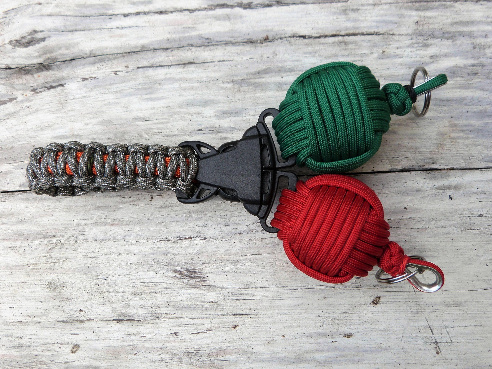 Double Floating Monkey Fist Key Fob - Red and Green - Etsy