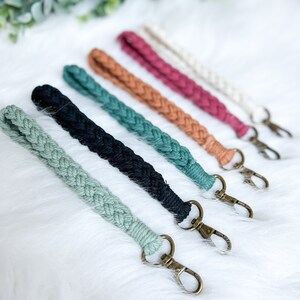Keychain | Boho Keychain | Braided Macrame Wristlet | Macrame Keychain | Braided Keychain ...
