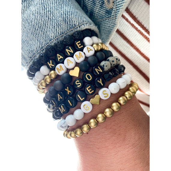 Beaded Name Bracelet Personalized Name Bracelet Alphabet | Etsy