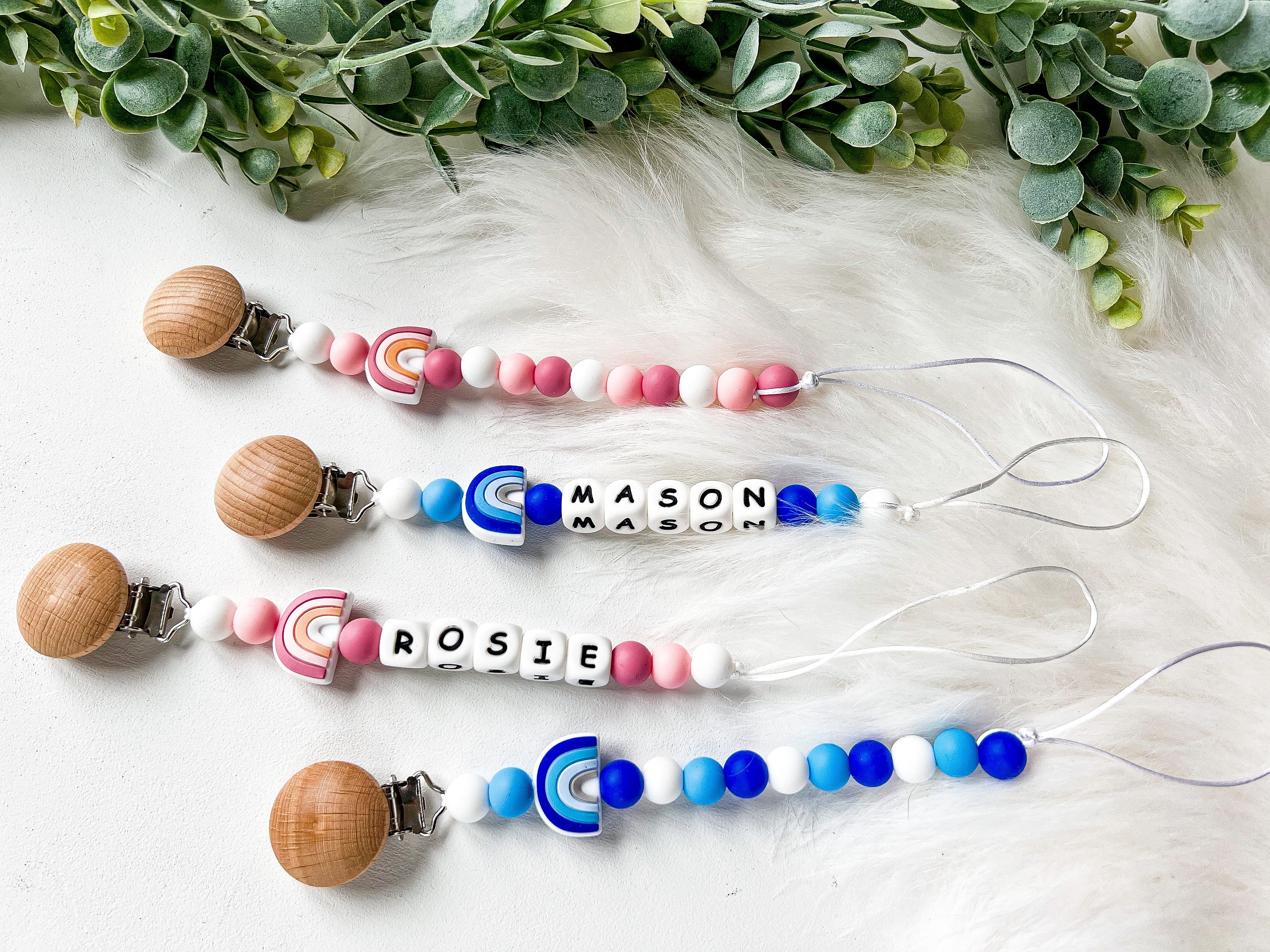 Personalized Pacifier Clip | Rainbow Baby Gift | Name Pacifier Clip ...