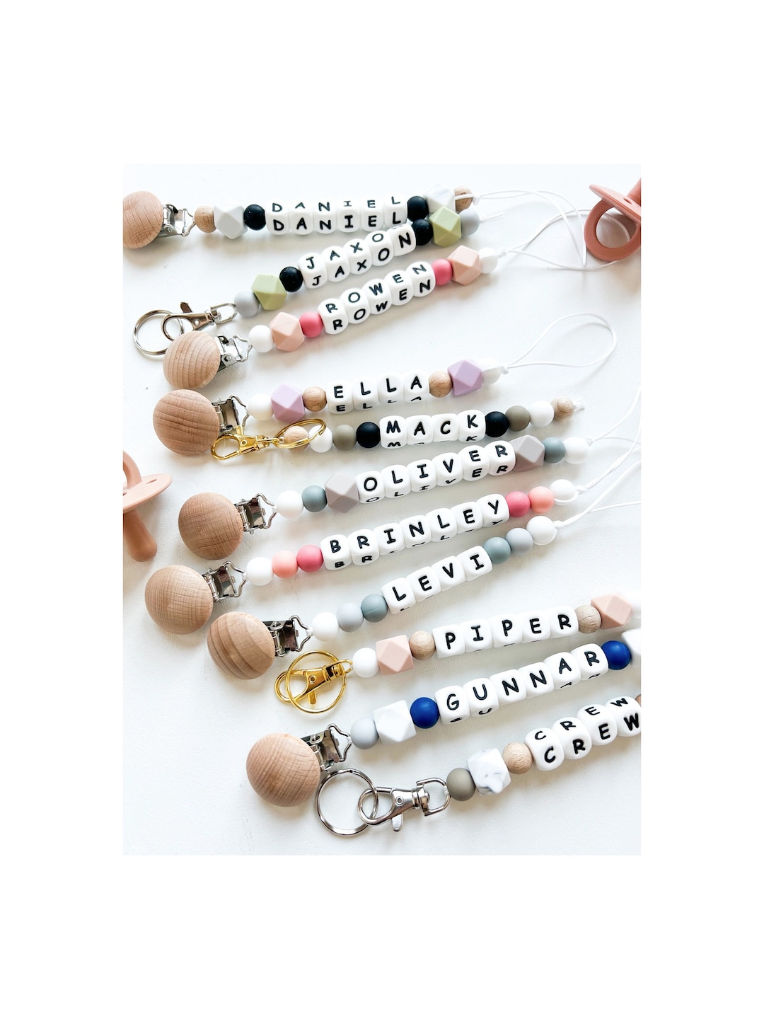 Personalized Pacifier Clip | Diaper Bag Keychain | Name Pacifier Clip ...