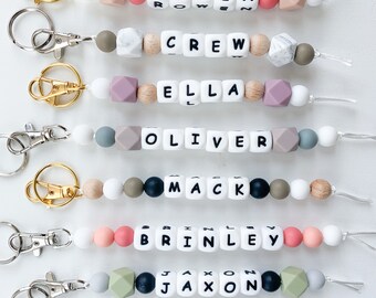 Personalized Beaded Name Keychain Personalized Keychain Custom Keychain ...