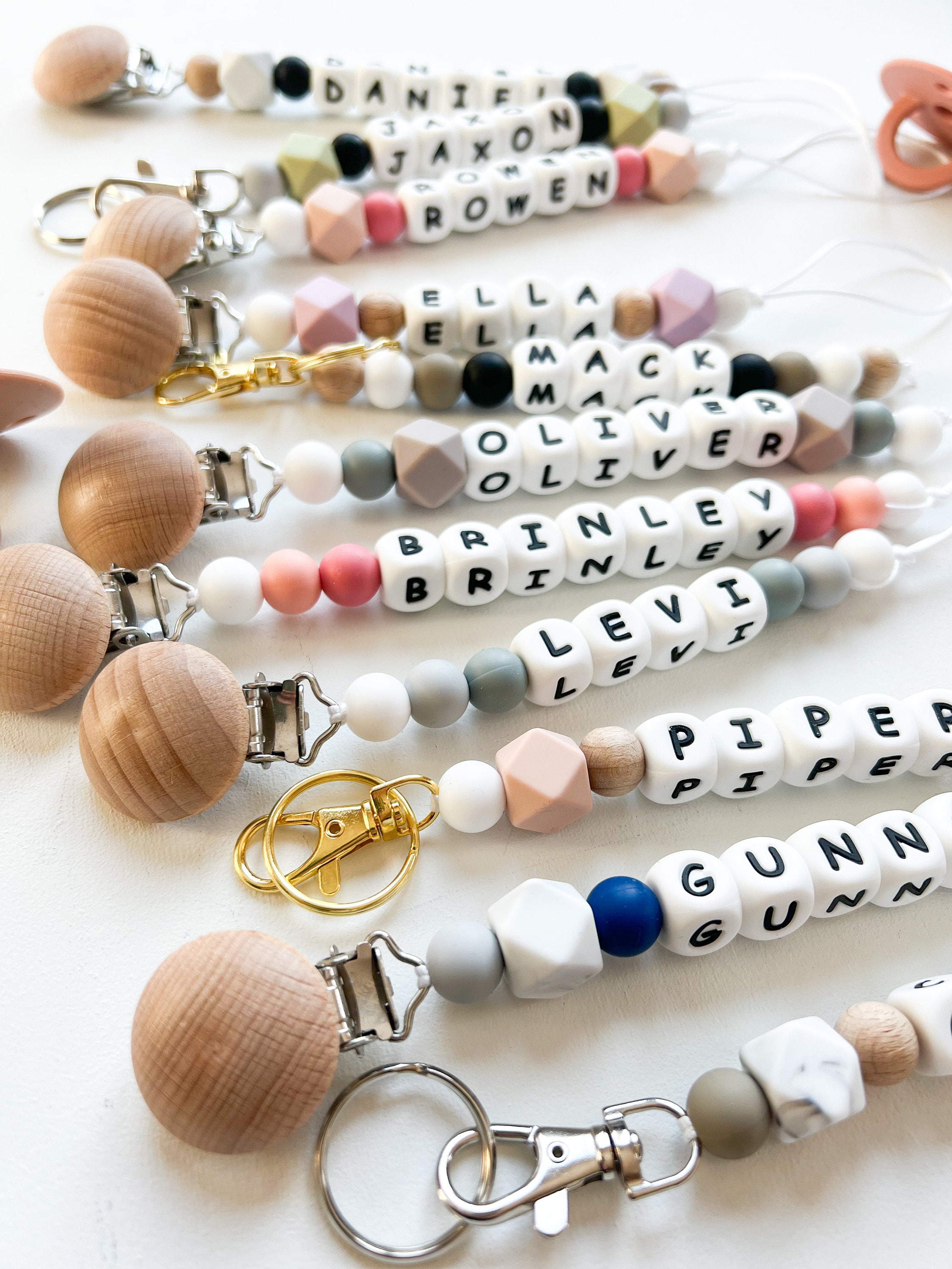 Personalized Pacifier Clip Diaper Bag Keychain Name - Etsy
