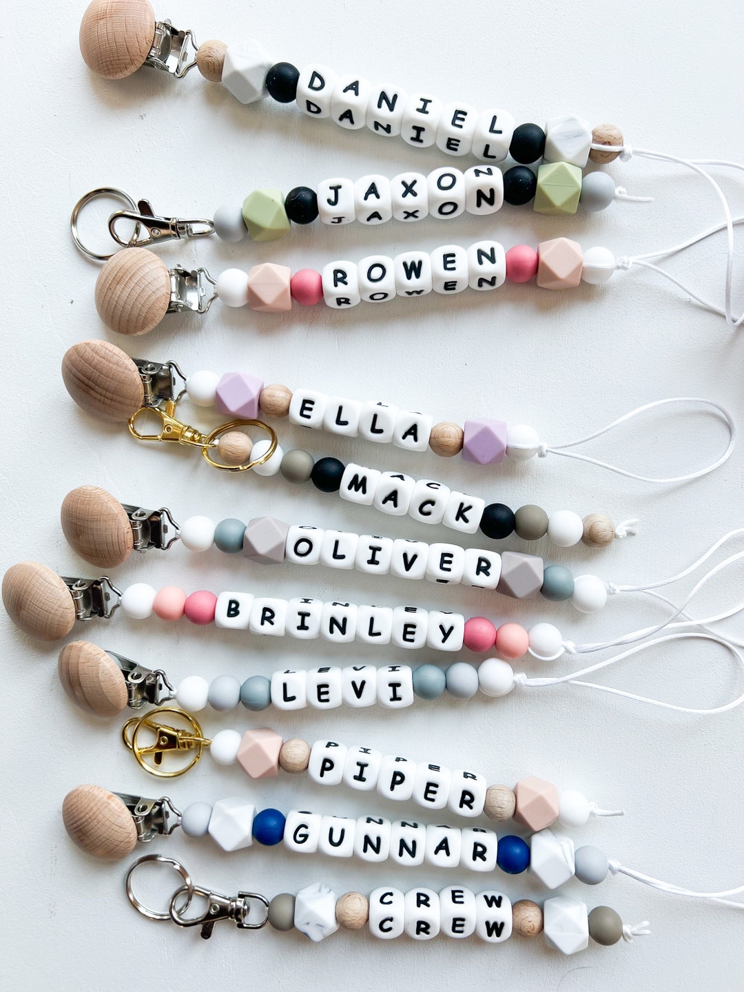 Personalized Pacifier Clip | Diaper Bag Keychain | Name Pacifier Clip ...