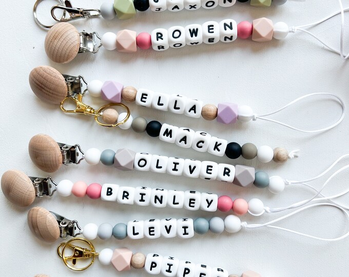 Personalized Pacifier Clip | Diaper Bag Keychain | Name Pacifier Clip ...