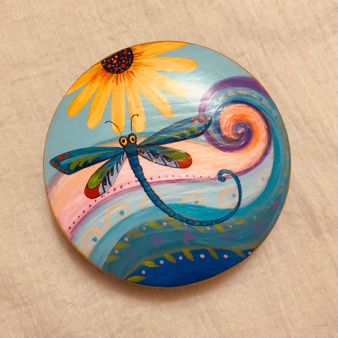 Dragonfly Wooden Trinket Box, Whimsical Lidded Box by Beadherenow, Hand ...