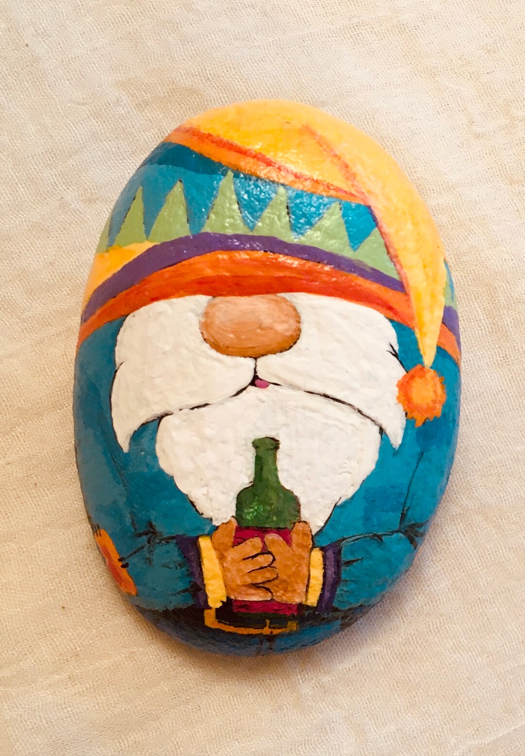 Gnome Painted Stone Fairy House Rock Sealed Garden Art - Etsy