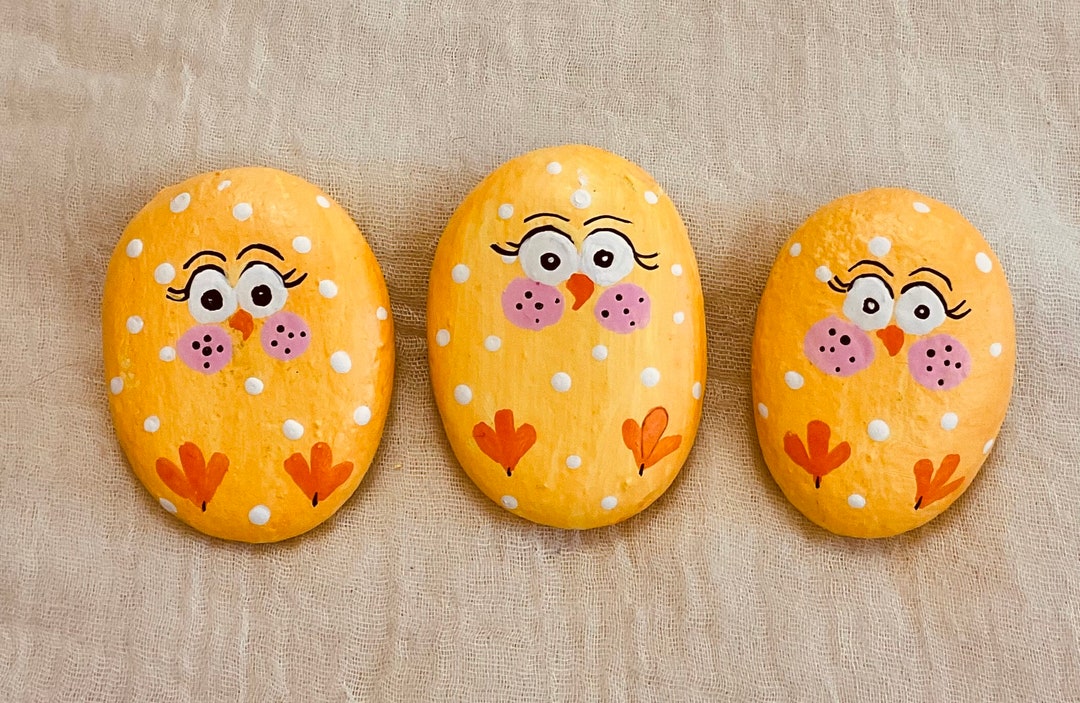 Chick Rock Set, Baby Chicken Painting, Easter Basket Stones ...