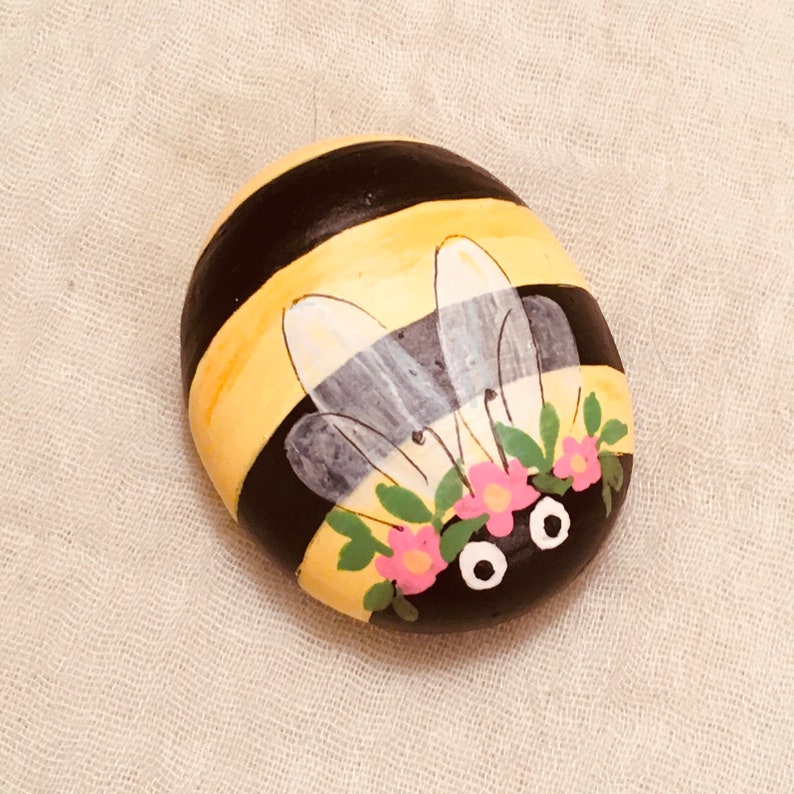Painted Honey Bee Rock Insect Stone Sealed Garden Art - Etsy
