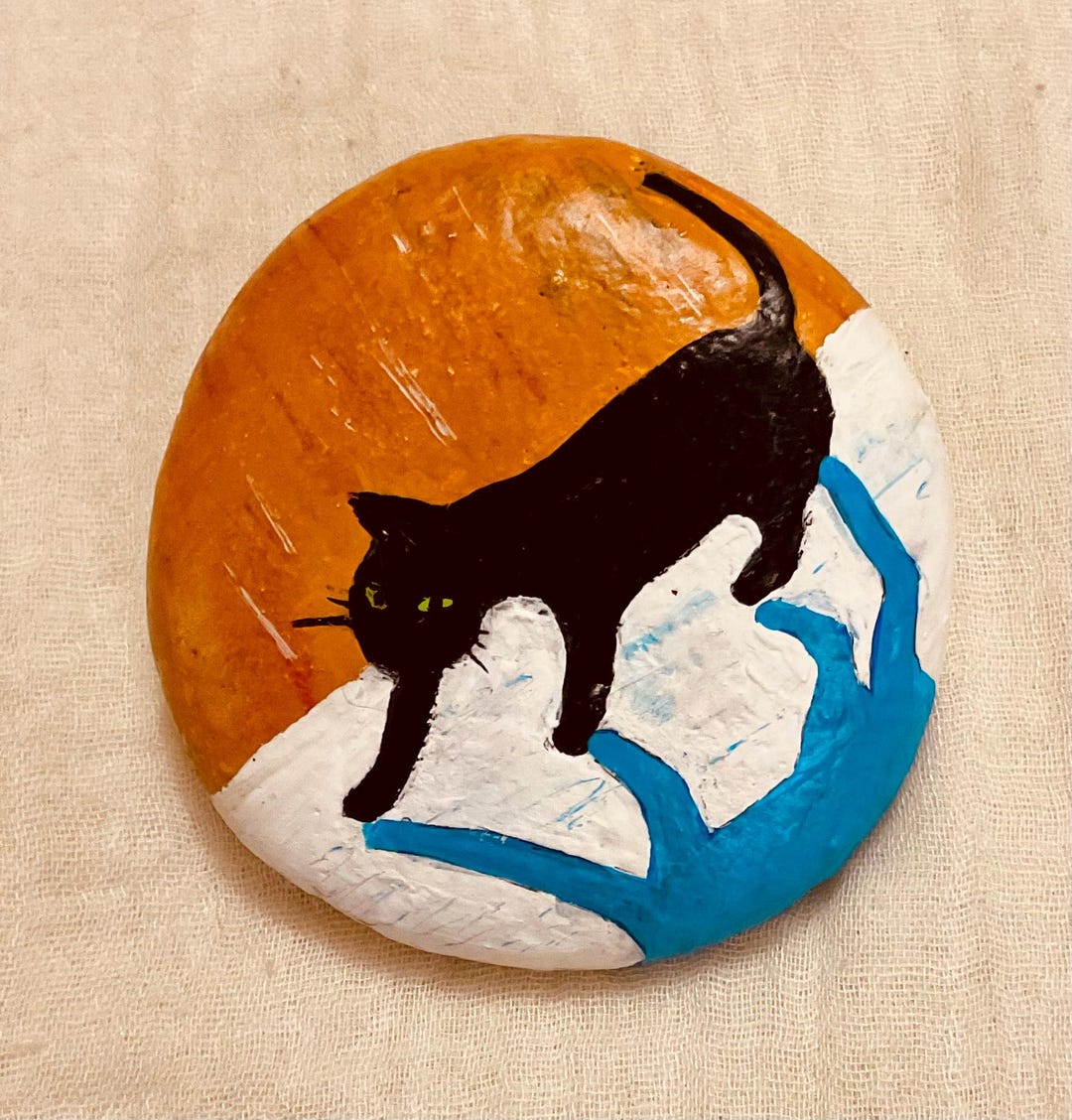 Shadow Cat Hand Painted Rock, Cat Stone Painting by Beadherenow - Etsy