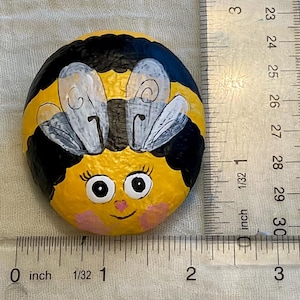 Painted Honey Bee Rock, Insect Stone, Sealed Garden Art, Bumble Bee ...