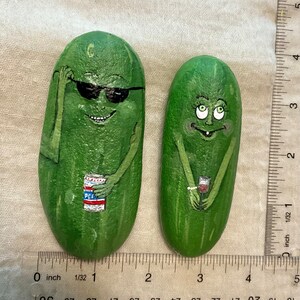 Painted Pickle Rock Pair, Funny Pickles Stone, Pebble Painting, Sealed ...