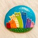 Painted Cat Line up Rock, Funny Colorful Kitty Stone Painting, Pet ...