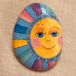 You Are My Sunshine Painted Rainbow Rock Song Lyric Stone Gift - Etsy