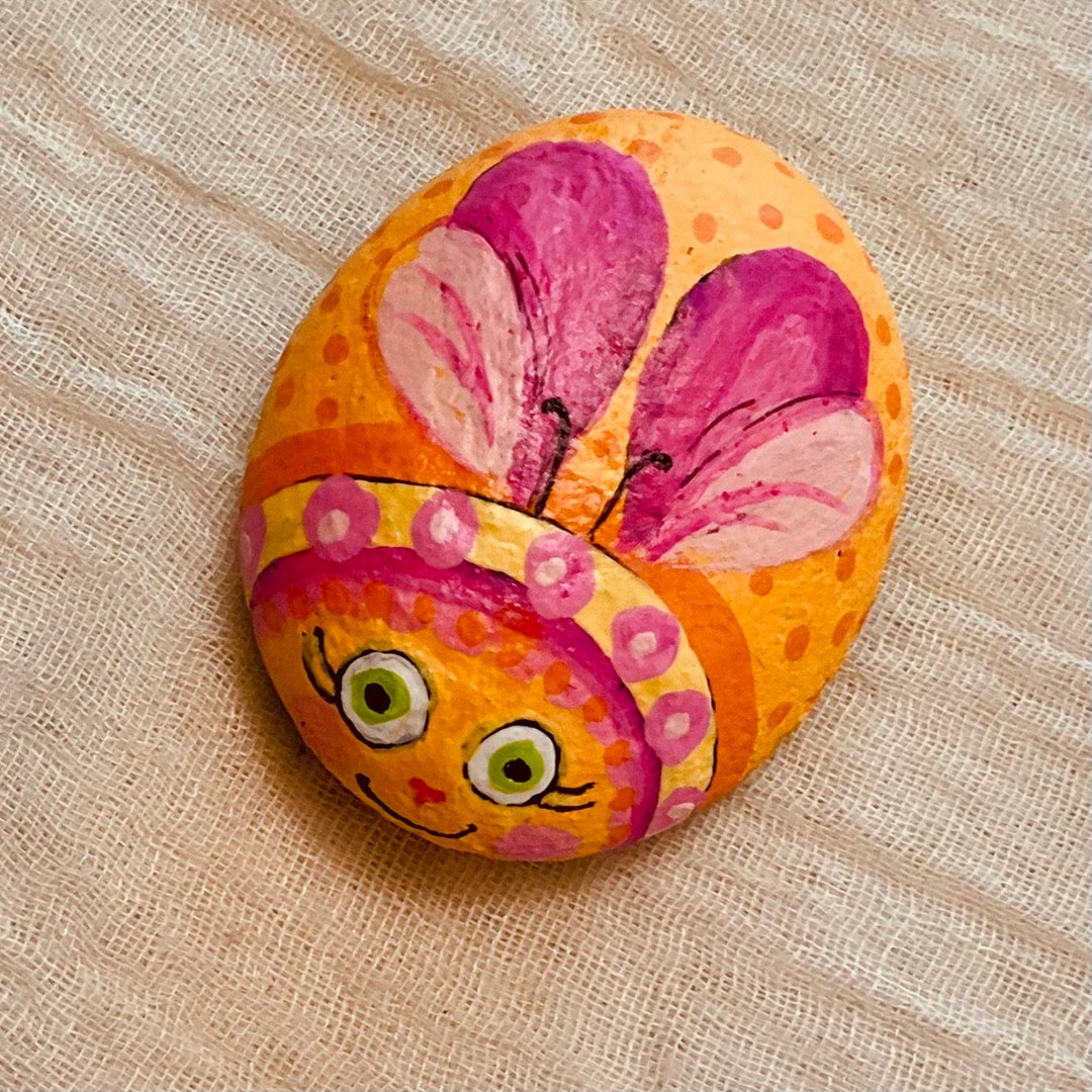 Painted Bug Rock Colorful Beetle Stone Sealed Garden Art - Etsy