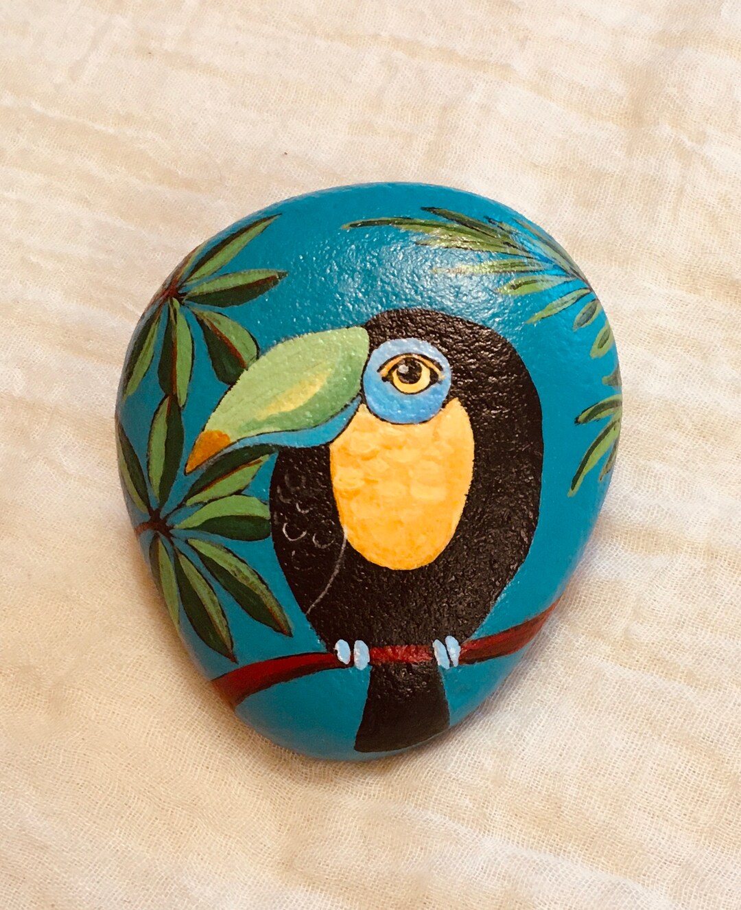 Painted Rocks Toucan Bird Rock Stone Home Decor Garden Art Tropical ...