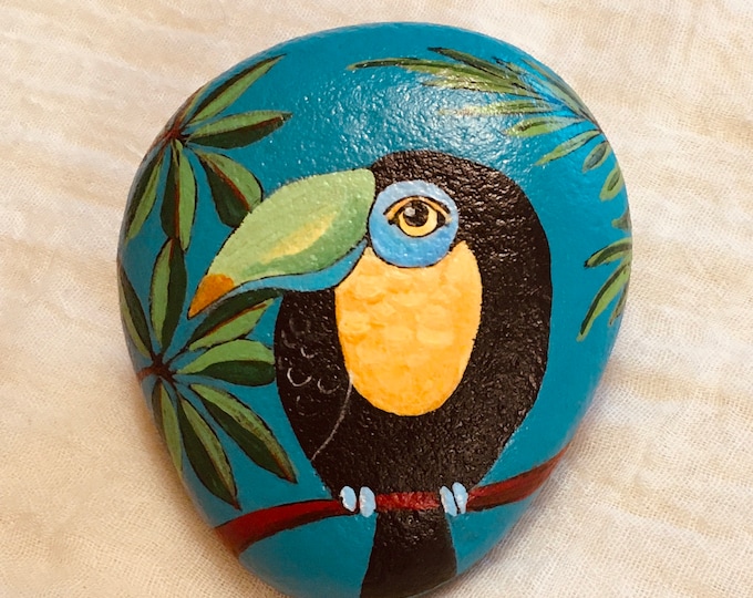 Painted Rocks Toucan Bird Rock Stone Home Decor Garden Art Tropical ...