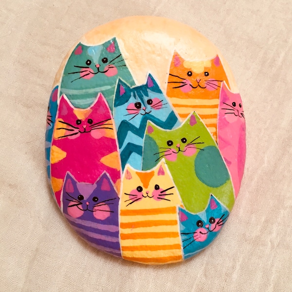 Painted Cat Stones - Etsy