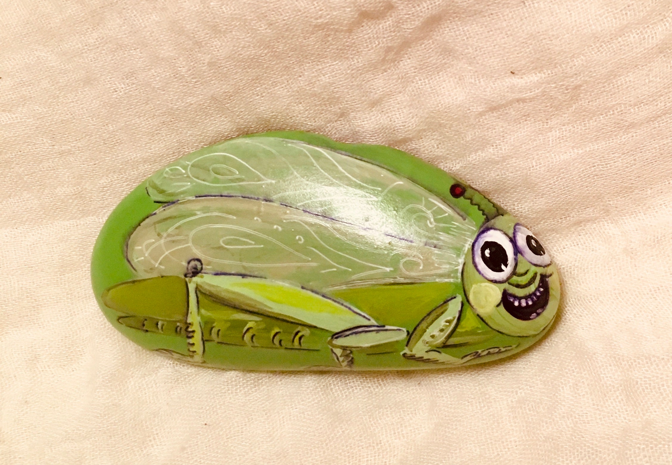 Painting Art & Collectibles Acrylic Painted Rock Lady Bug Beetle Scarab ...