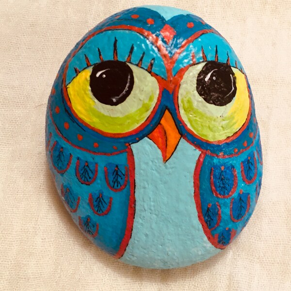 Painted Rock Owl - Etsy