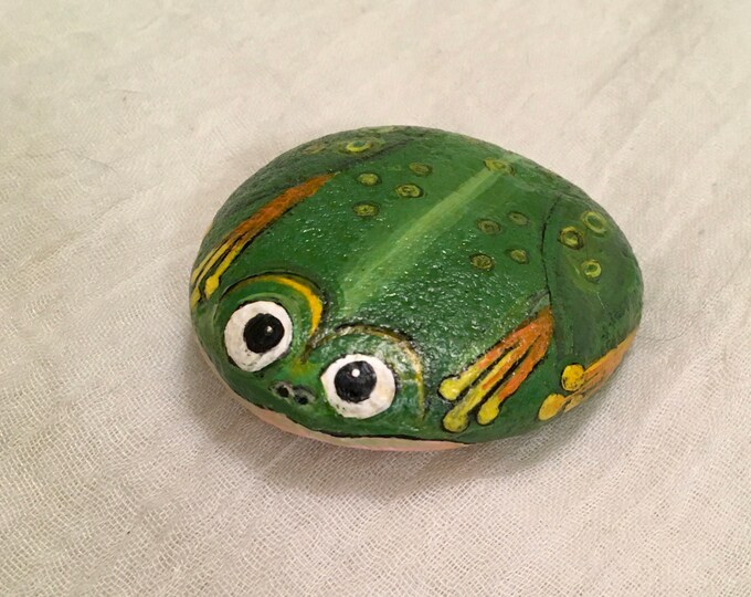Painted Frog Rock, Frog Rock Painting, Garden Decor, Potted Plant Art ...