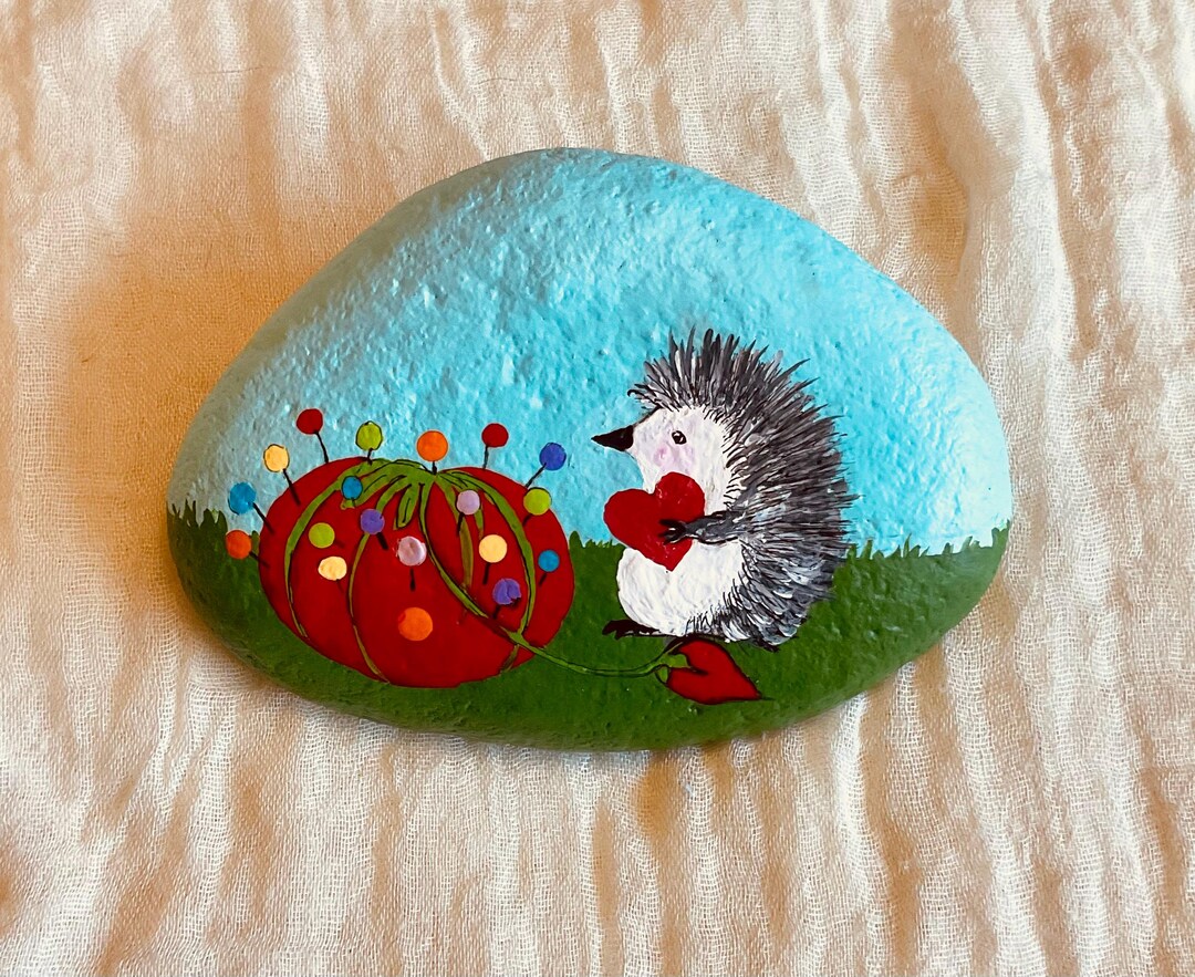 Painted Hedgehog Rock, Hedgie Stone Painting, Porcupine Loves ...