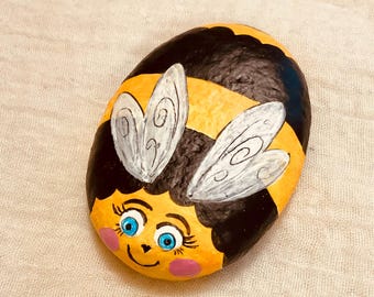 Honey Bee Rock, Insect Stone, Sealed Garden Art, Painted Bumble Bee ...