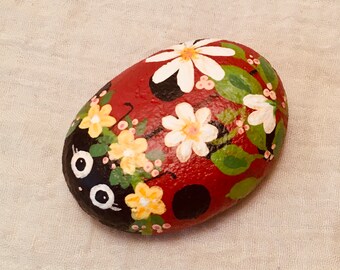 Ladybug Painted Rock Bug Painted Stone Beetles Ladybugs - Etsy