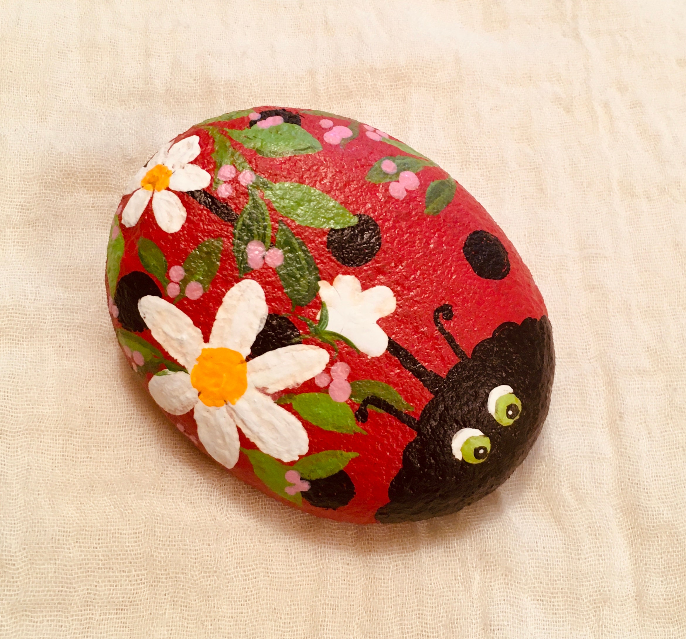 Lady Bug Painted Rock Hand Painted Ladybug Large Sealed - Etsy