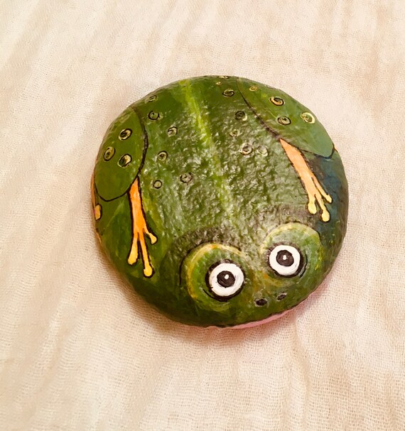Frog Painted Rock Frog Rock Painting Garden Decor Potted - Etsy