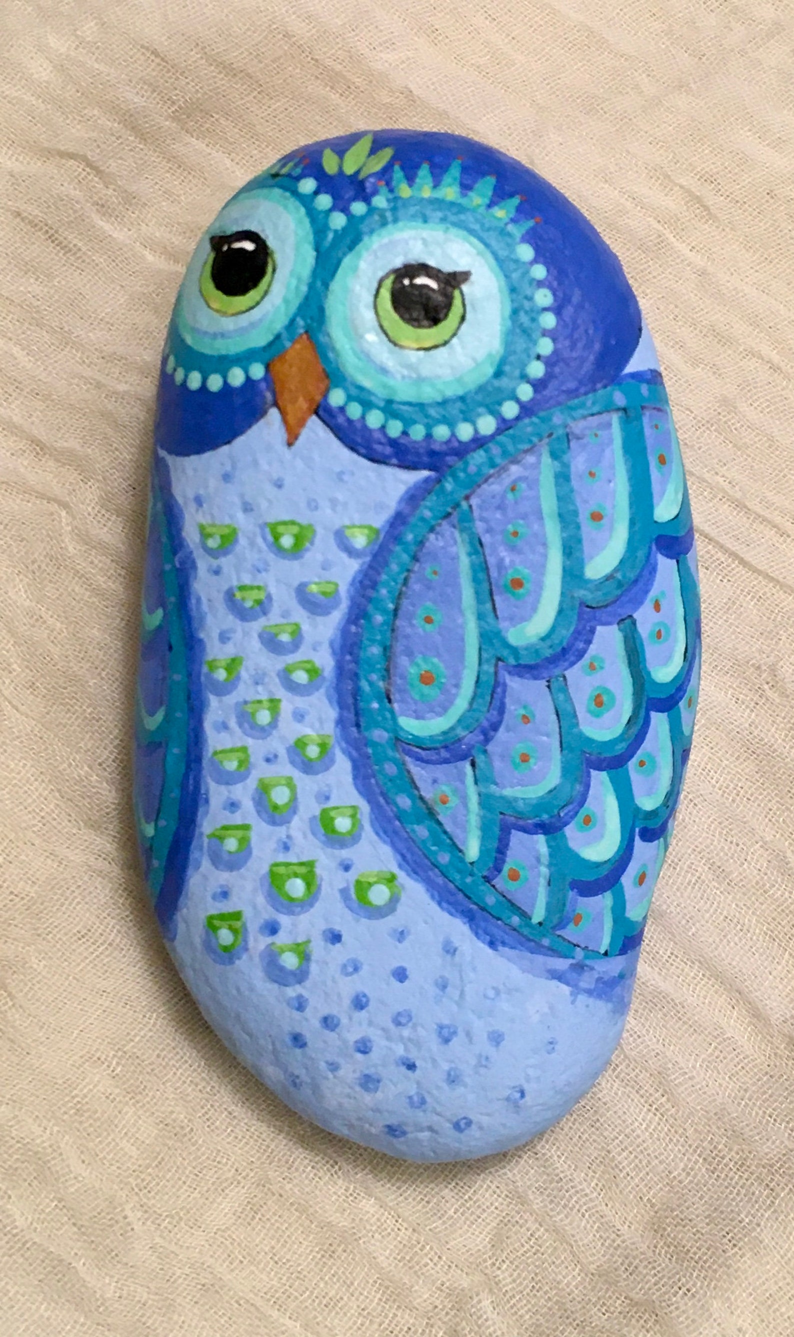 Painted Owl Rock Bird Painted Stone Owl Rock Painting - Etsy