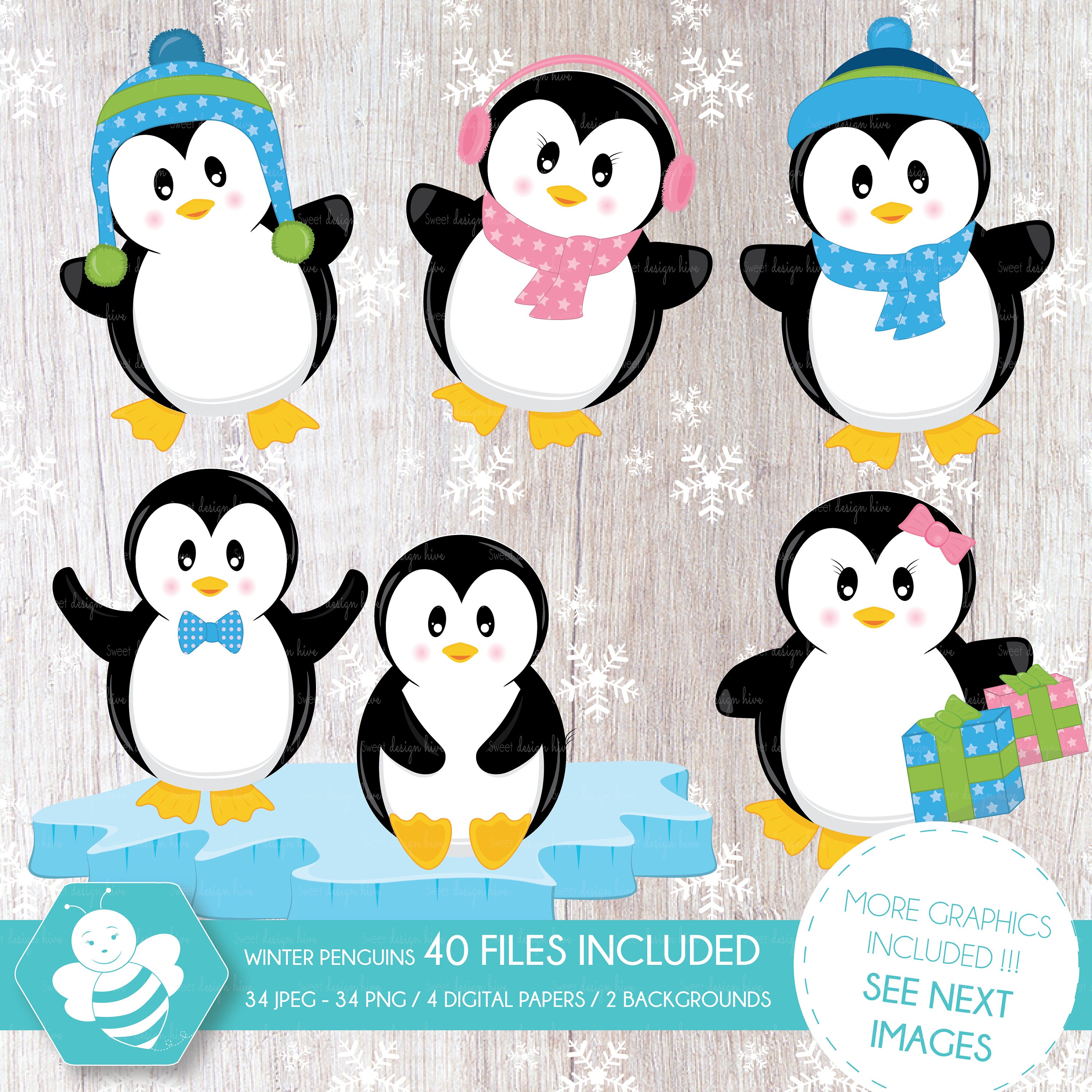 Penguins Clipart, Penguin Clipart, Winter Penguins Clipart, Clip Art ...
