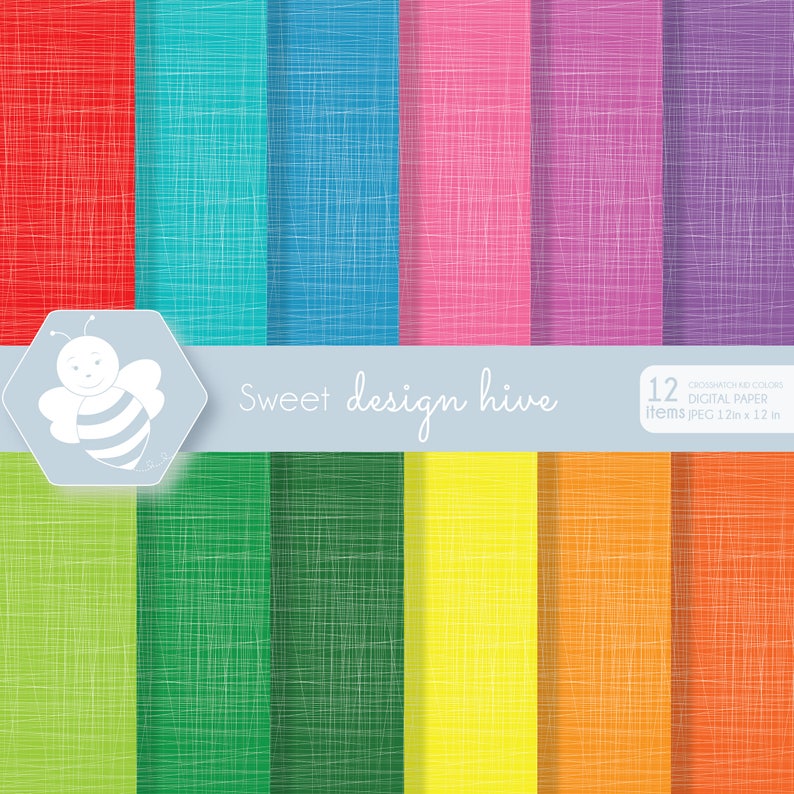 Crosshatch Digital Paper Kid Colors Bright Colors - Etsy
