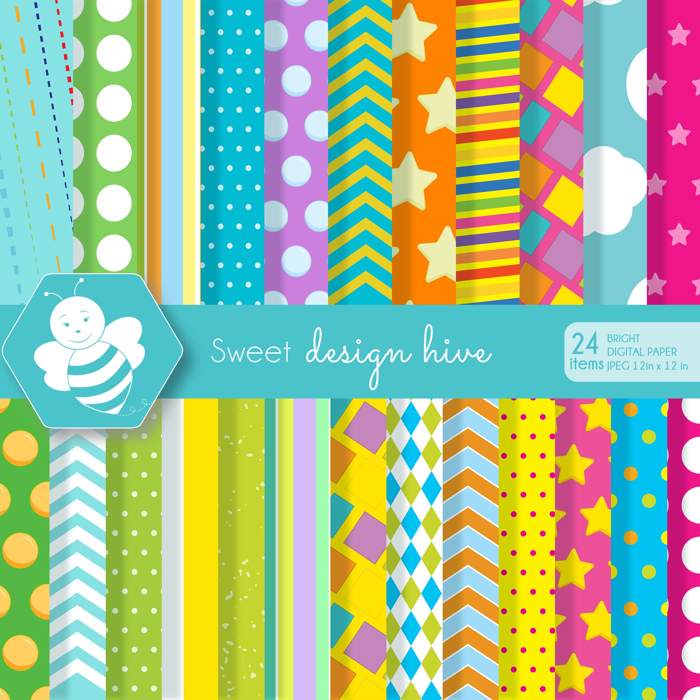 Bright colors digital paper scrapbook papers polka dots | Etsy