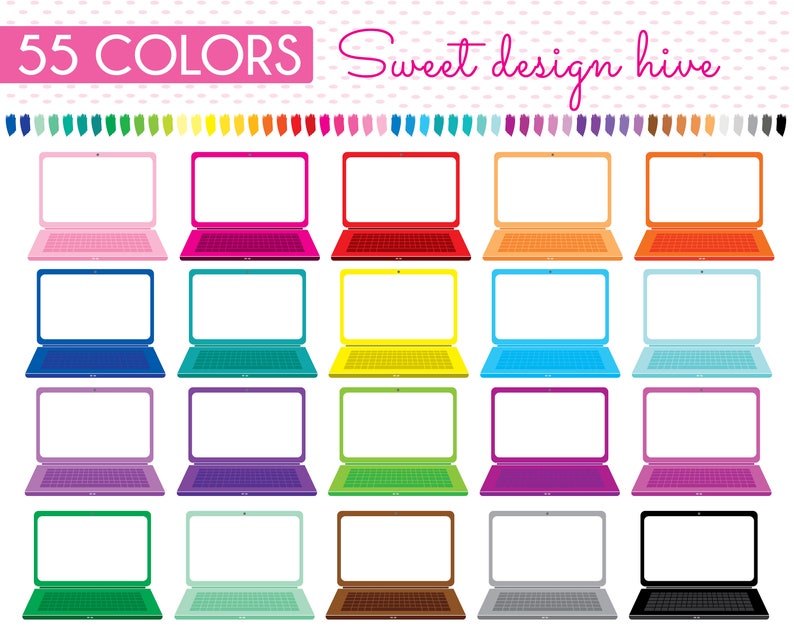 Laptop Clipart, Laptop Stickers Rainbow, Laptop Clipart, Planner ...