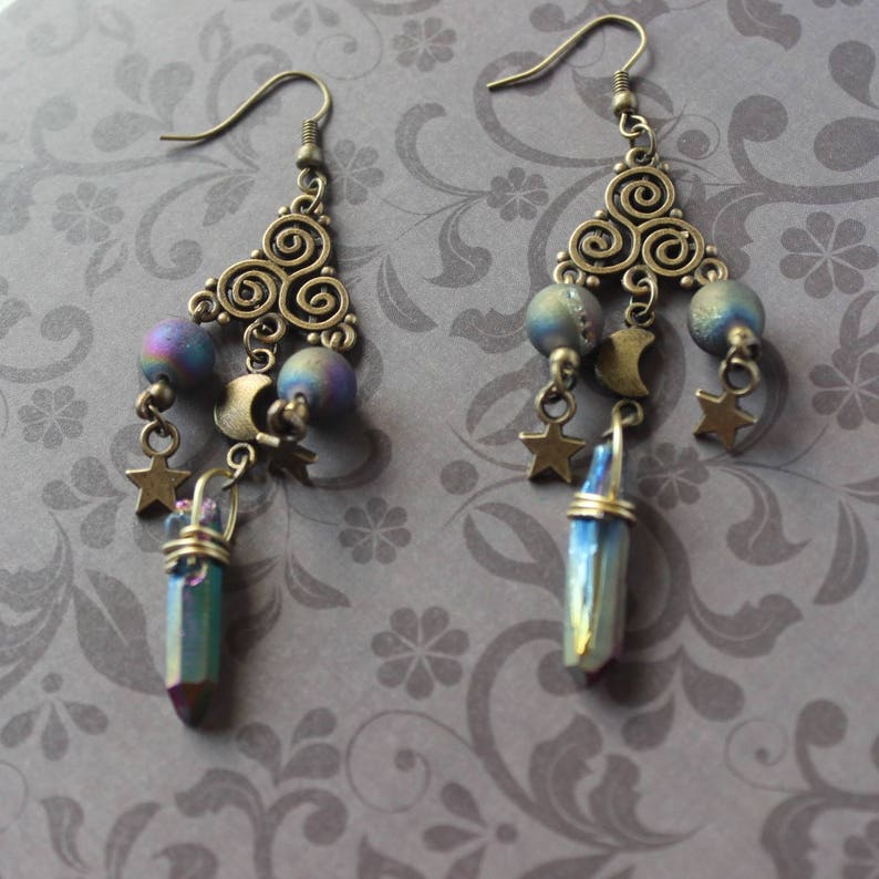 Aura Quartz Titanium Crystal Jewellery Gothic Jewelry Moon | Etsy