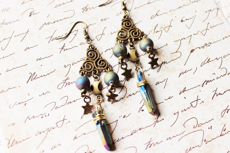 Aura Quartz Titanium Crystal Jewellery Gothic Jewelry Moon | Etsy