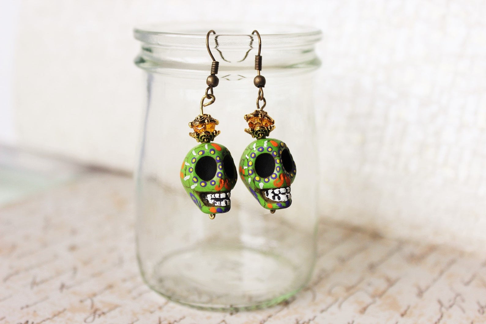 Sugar Skulls Skull Earrings Day of the Day Skull Gift - Etsy