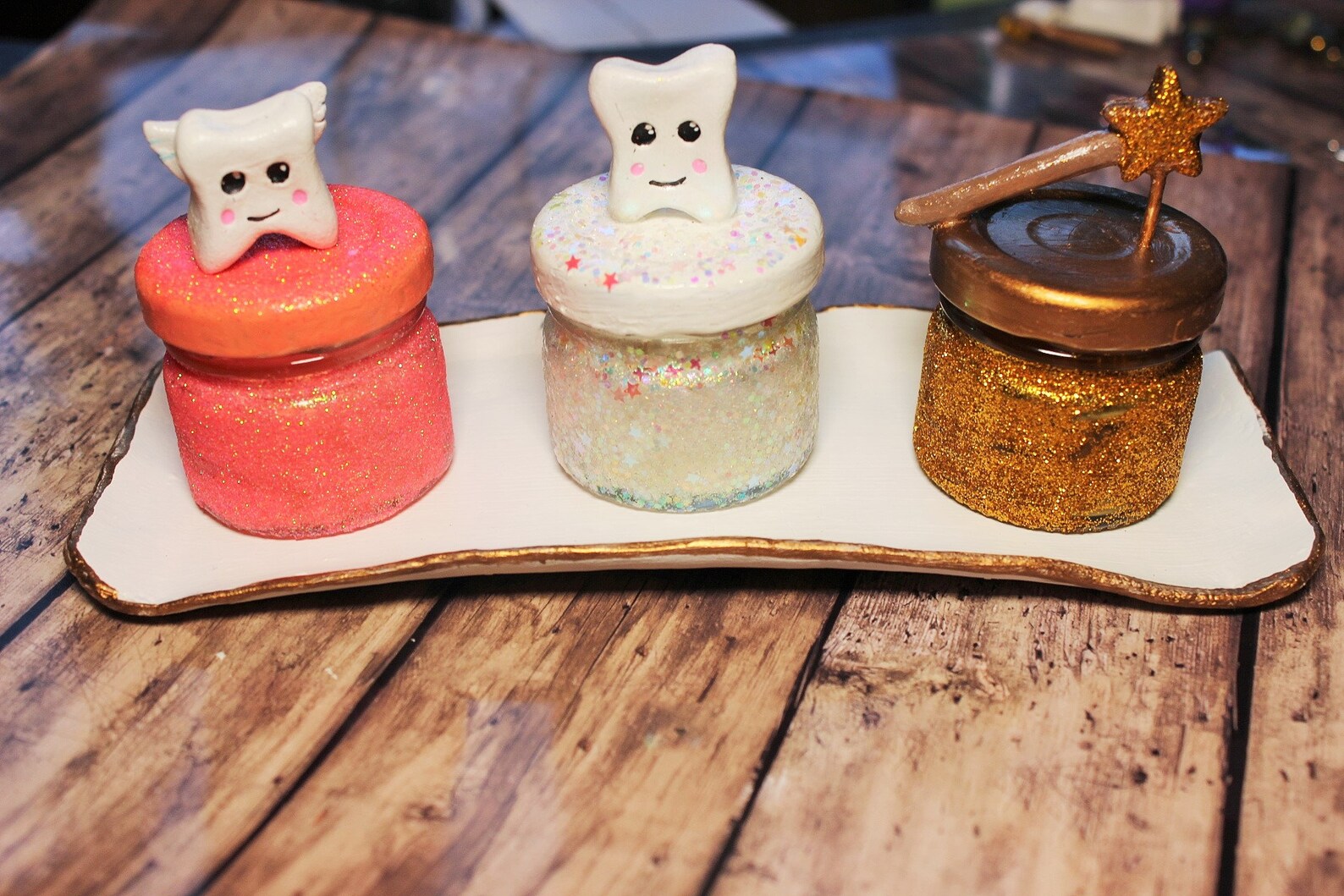 Tooth Fairy Jars Baby Gift Baby Tooth Keepsake Clay Teeth - Etsy