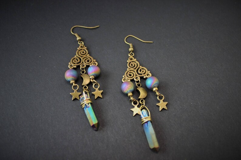 Aura Quartz Titanium Crystal Jewellery Gothic Jewelry Moon | Etsy