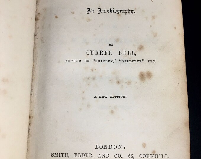 Rare Edition: Jane Eyre , by Currer Bell, London, 1857. New Edition ...