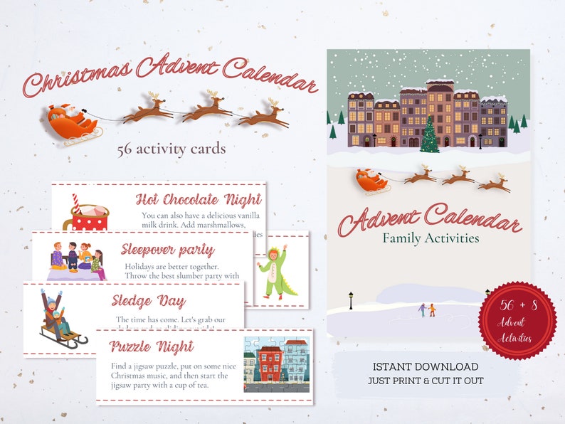 Advent Calendar Activity Cards (printable) 2022 With Beautiful High ...