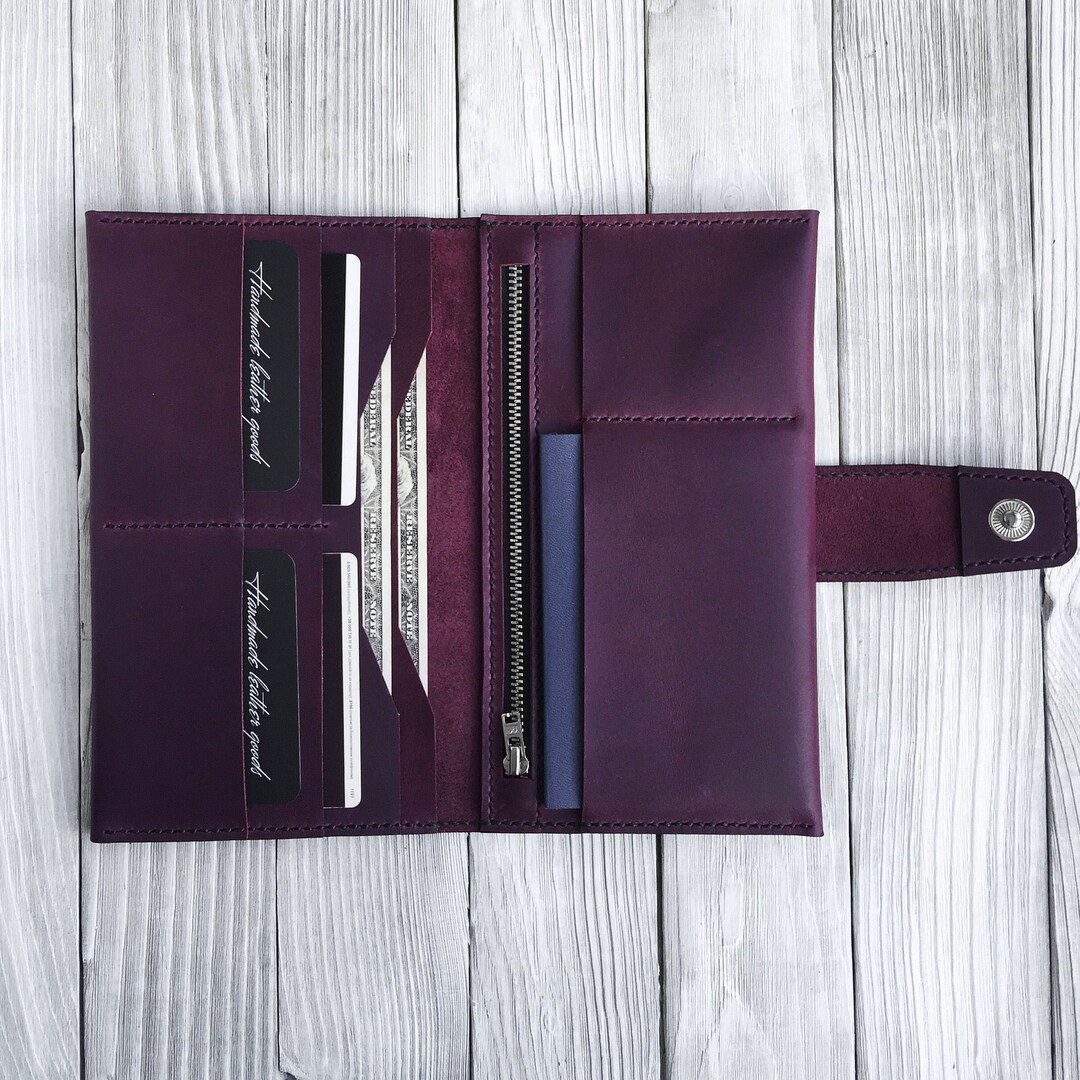 Purple Leather Wallet,purple Purse, Women Purse, Leather Purse, Travel ...