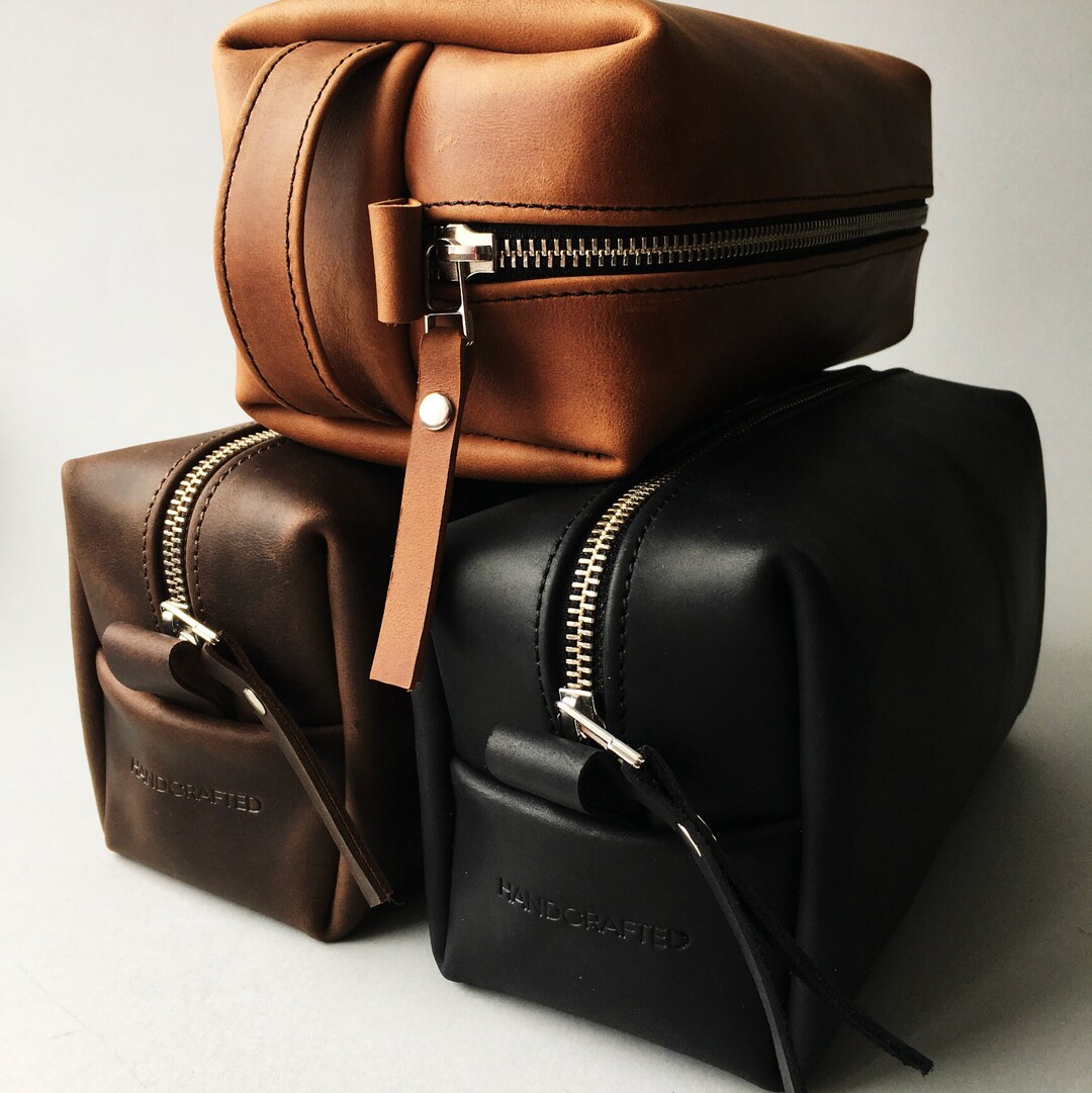 Leather Toiletry Bag, Expandable Dopp Kit, Mens Toiletry Bag, Bathroom ...
