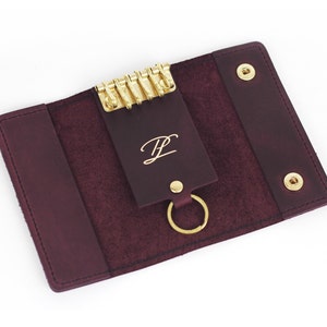 Purple Key Case, Leather Key Pouch, Personalized Keychain, Custom Key ...