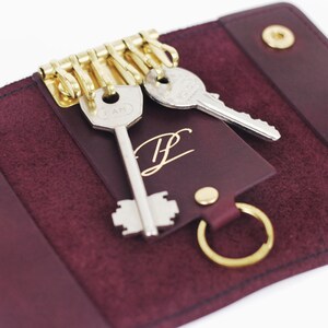 Purple Key Case, Leather Key Pouch, Personalized Keychain, Custom Key ...