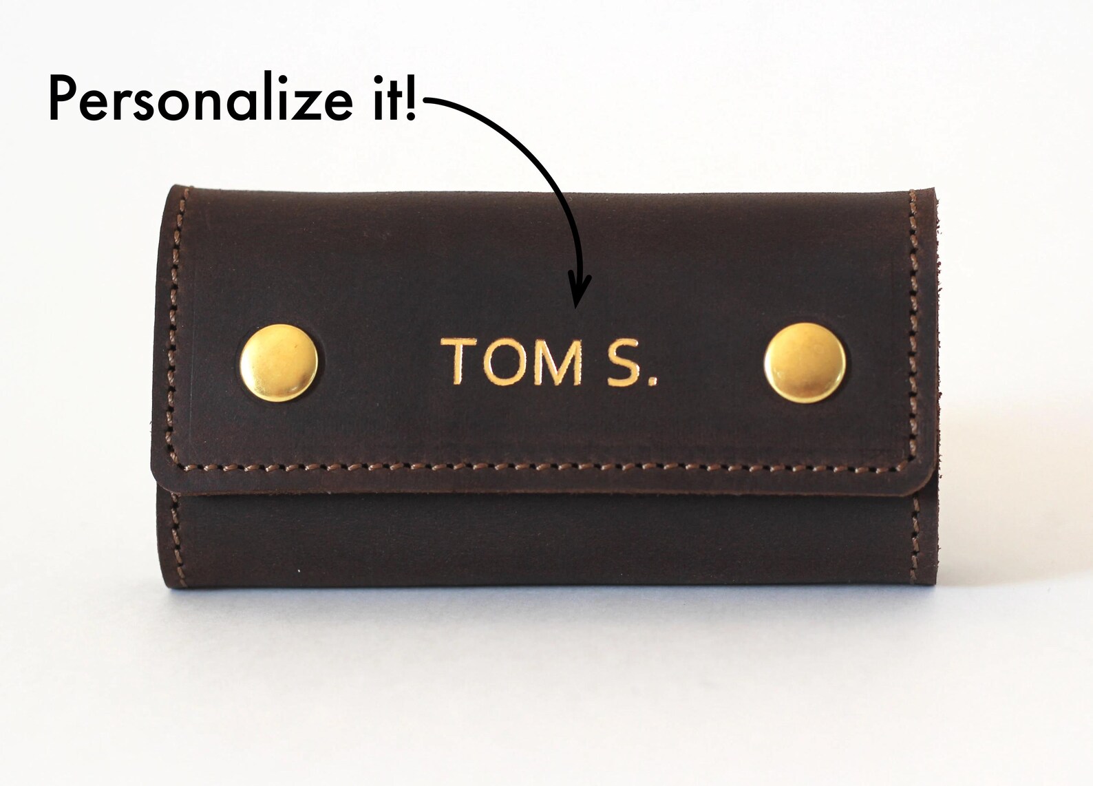 Leather Key Pouch, Leather Key Holder, Personalized Keychain, Leather ...